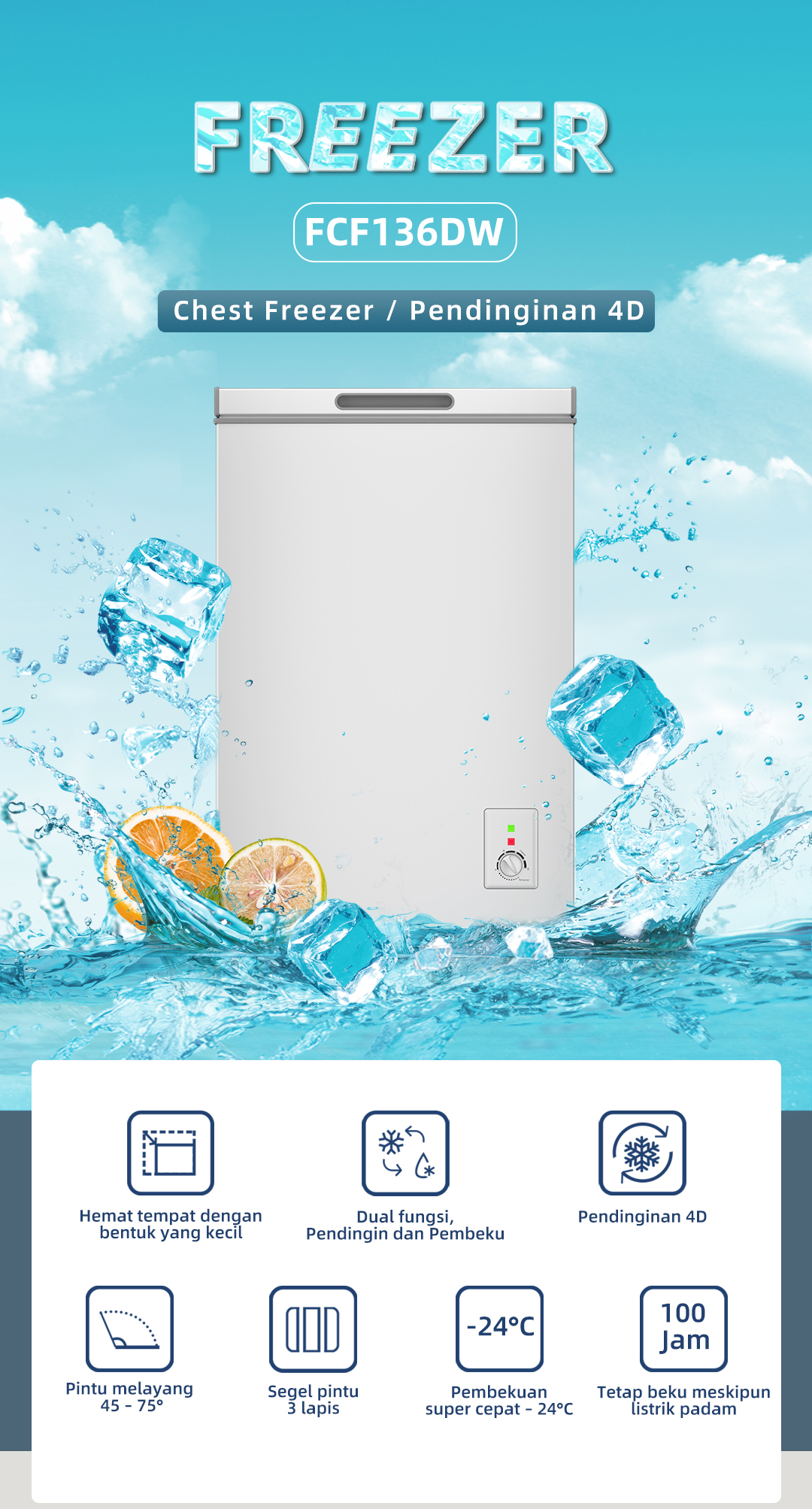 Jual Changhong Chest Freezer FCF136DW Kapasitas 110 Liter (Fast ...