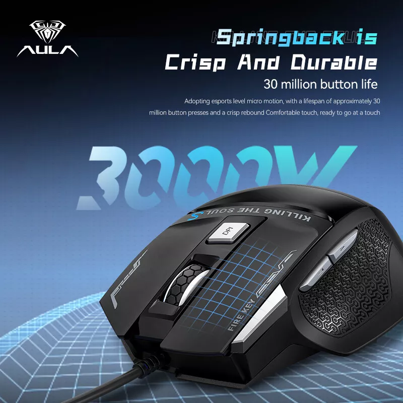 Jual AULA Mouse Gaming S12 Wired Professional Office Mouse RGB 4800DPI ...