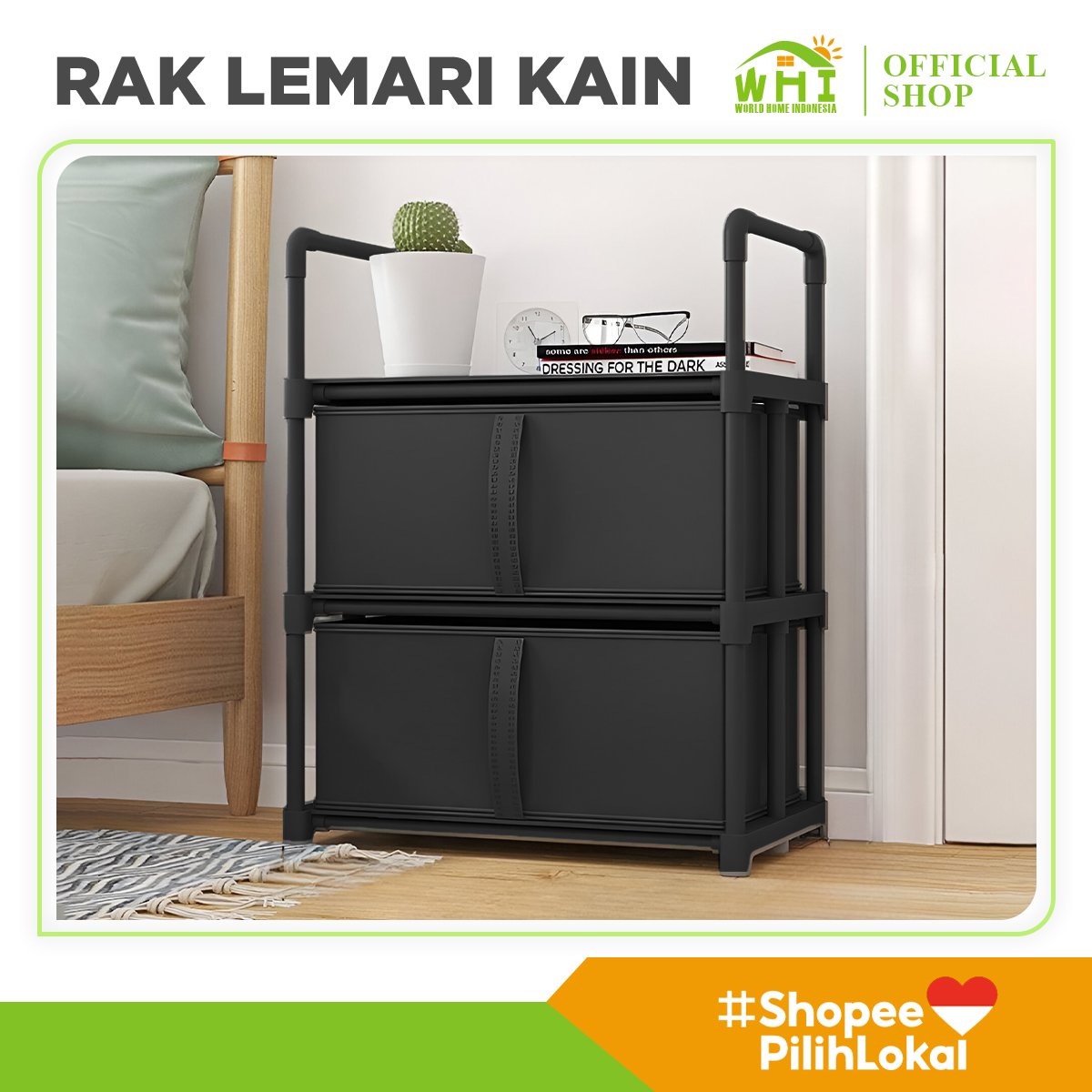 Jual World Home Rak Penyimpanan Storage Rack Laci 3 Susun 2 Laci Kain ...