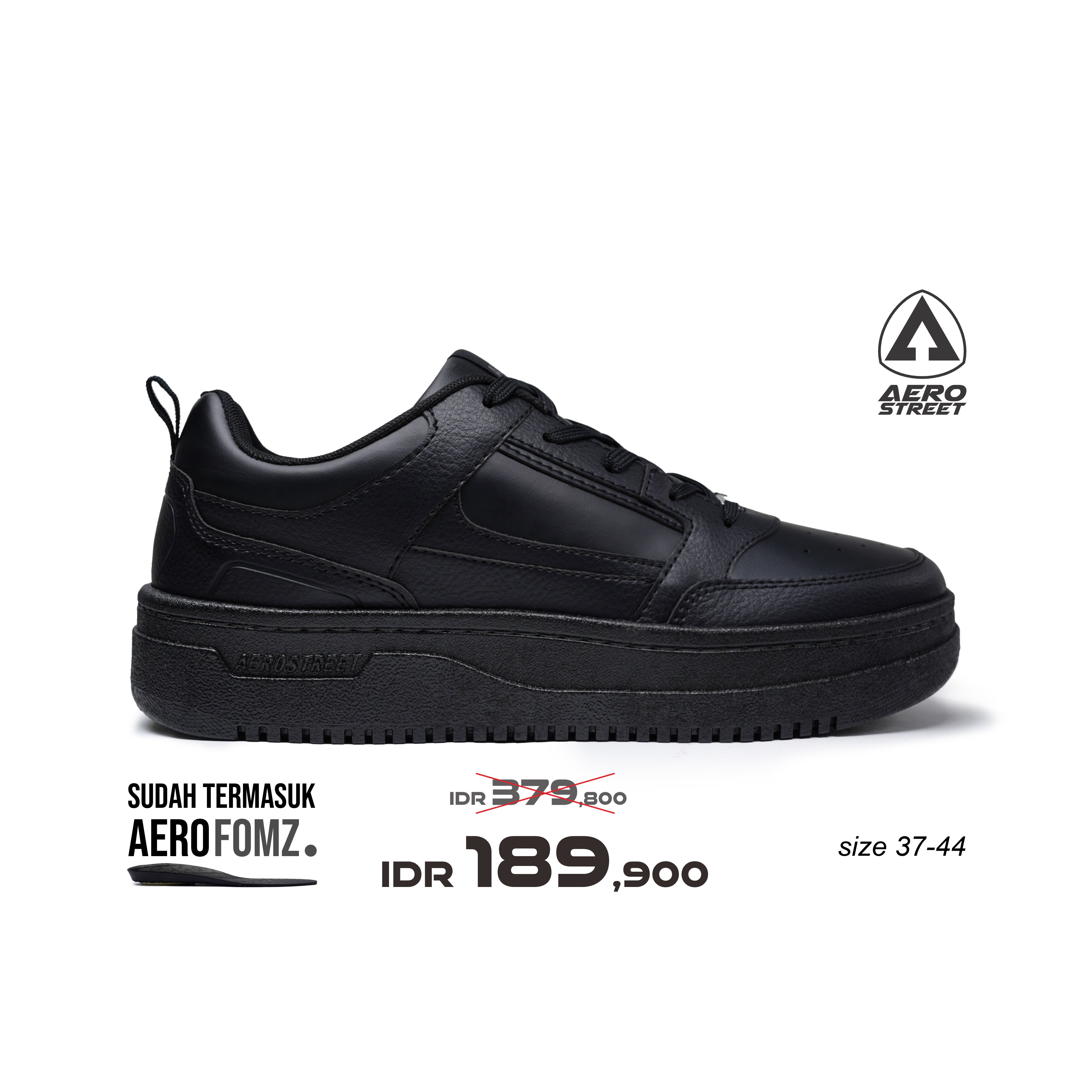 Jual Aerostreet 37-44 Brooklyn Hitam Hitam Hitam - Sepatu Sneakers ...
