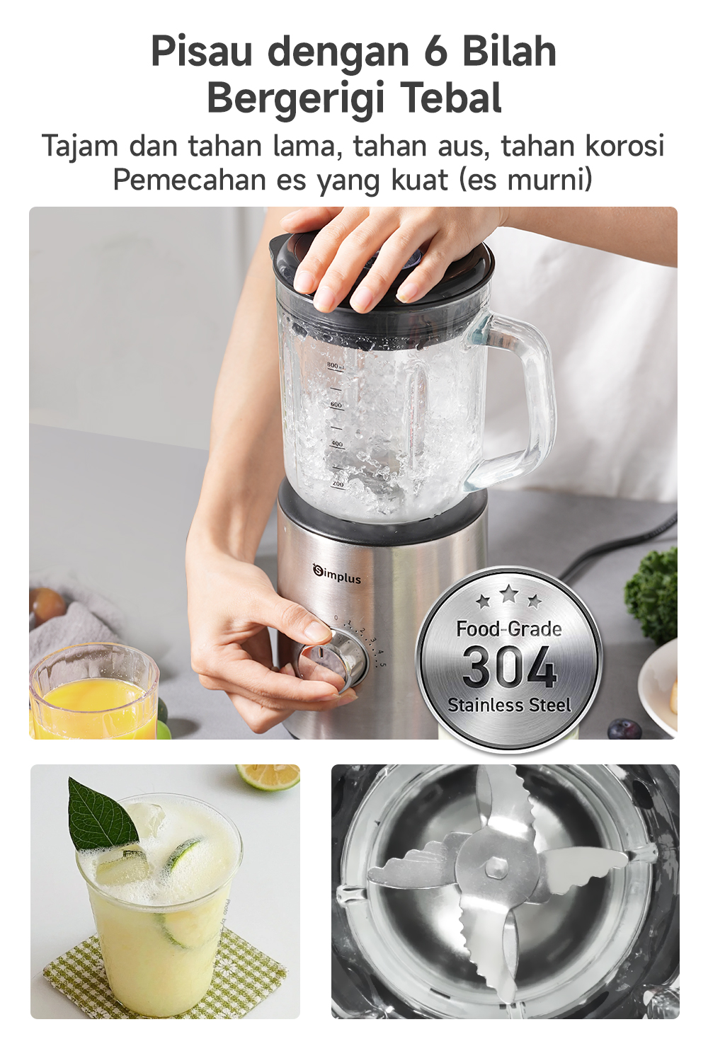 Jual Simplus Blender 400W Makanan 5 mode pengaturan multifungsi, 6 ...