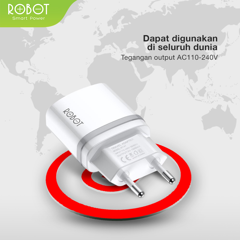 Jual ROBOT Adaptor Kepala Fast Charger iPhone & Android Universal 1A ...