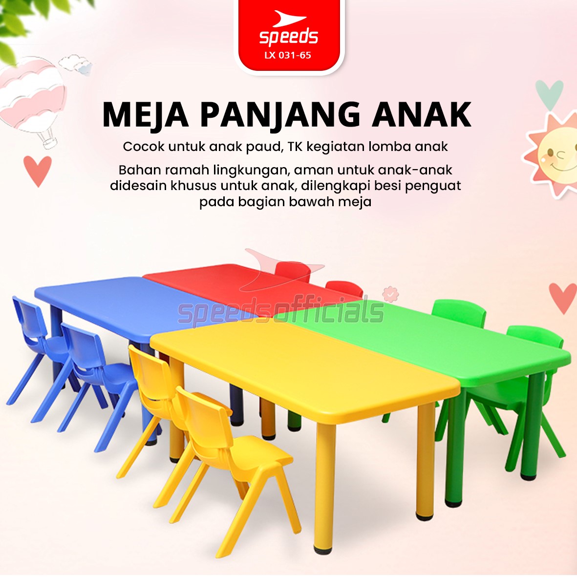 Jual SPEEDS Meja Belajar Anak Rectangular Kin Kids Table Meja Persegi ...