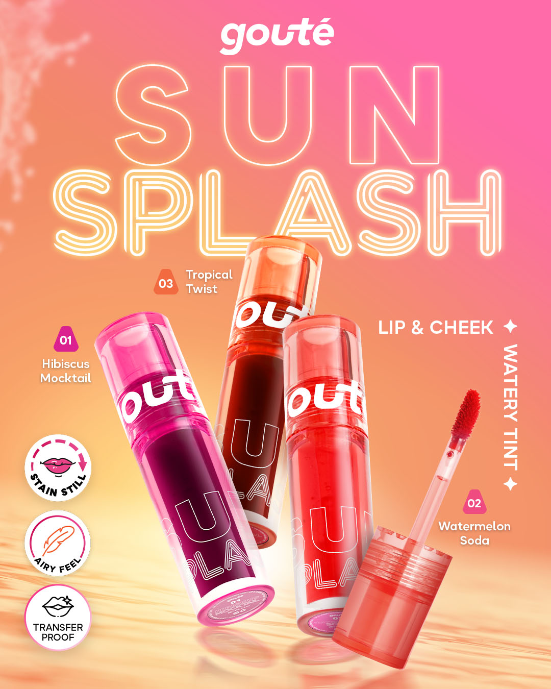 Jual Goute Sun Splash Lip Tint - Stain Still Airy Feel | Transferproof ...