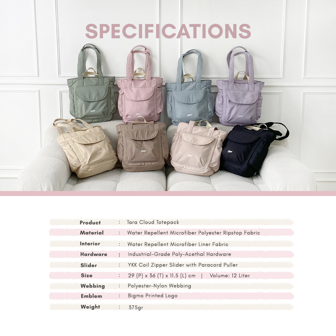 Jual Bigmo Tara Cloud Totepack Tas Ransel-Tas Jinjing Wanita Sekolah ...