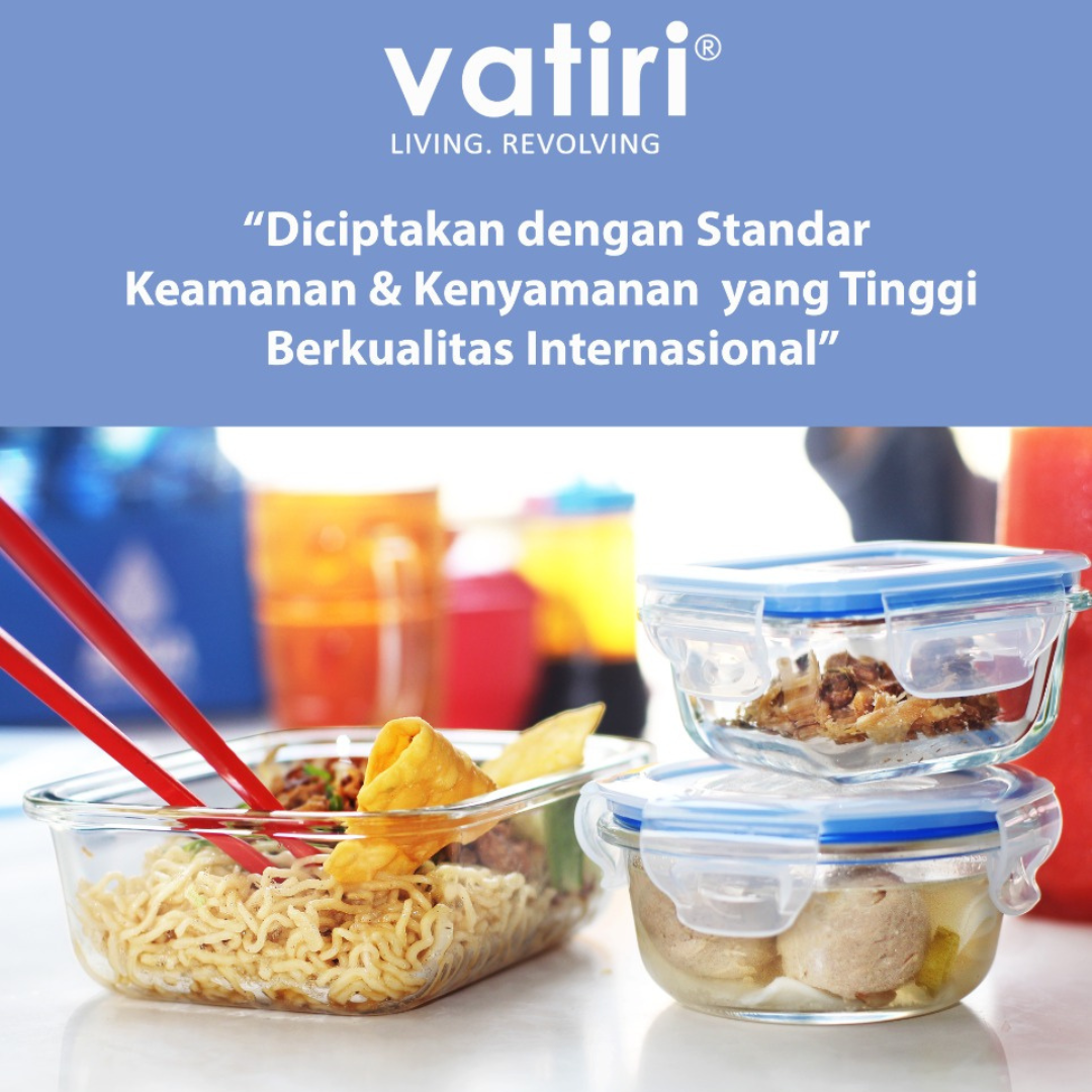 Jual Vatiri Tempat Makan Oven Glass Microwave 970 ml Round - Wadah Kaca Tahan Panas Serbaguna ...