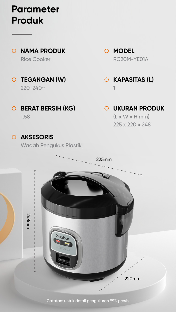 Jual Gaabor Rice Cooker 1 Liter Magic Com Penanak Nasi 400W Serbaguna ...