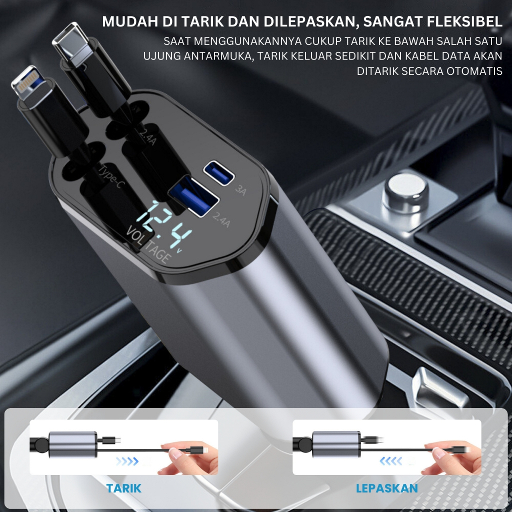 Jual UPLU Car Charger Colokan Mobil 4 Ports PD 120W USB Type C ...