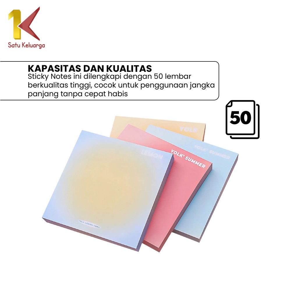 Jual Satu Keluarga Sticky Notes Gradasi Polos Isi 50 Lembar A102 Memo ...