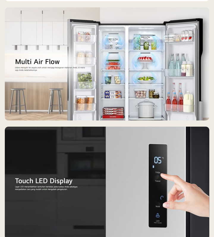 Jual LG Kulkas Side By Side 566L Gross / 509L Nett Total No Frost dan ...