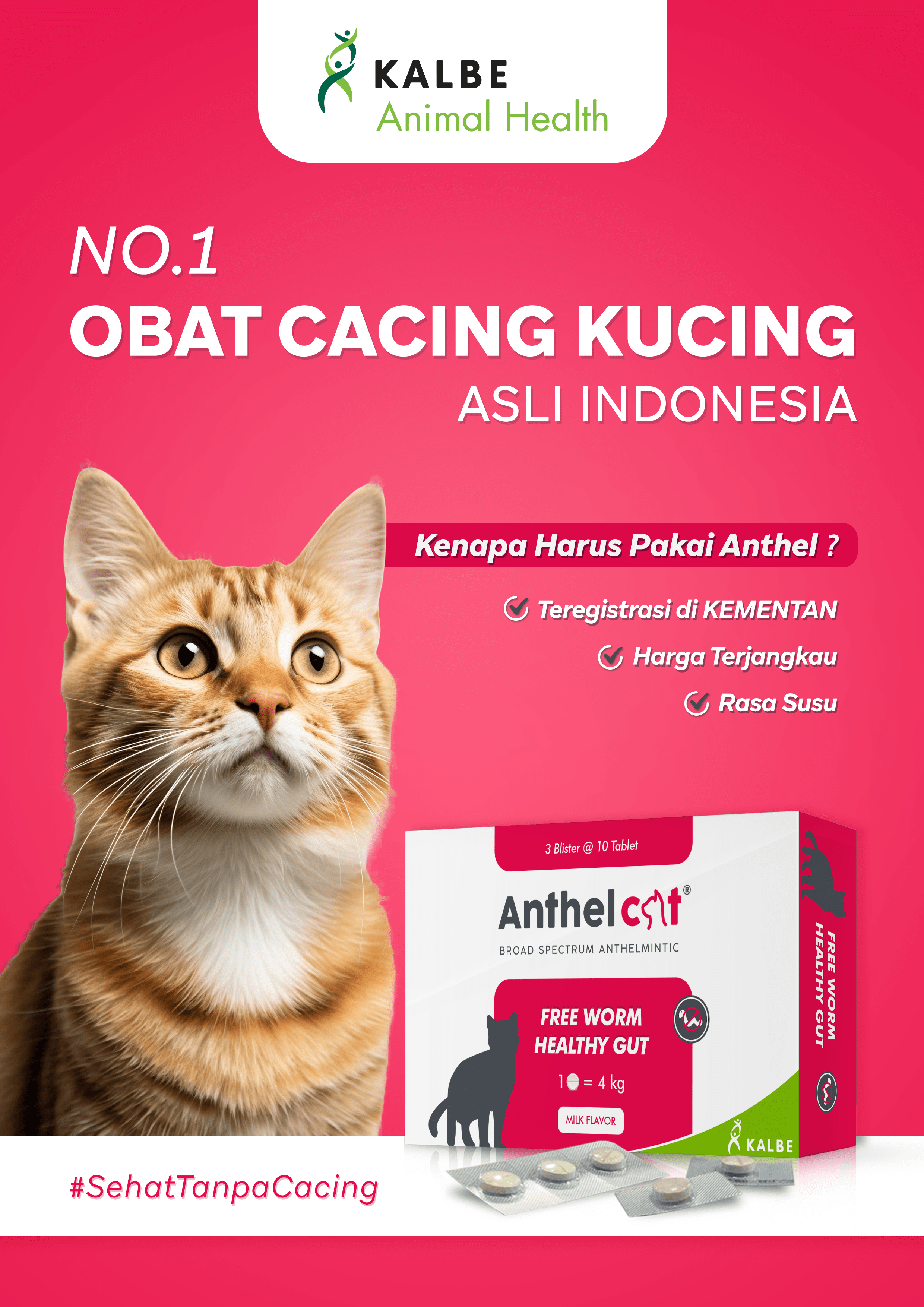 Jual Anthel Cat 1 Tablet - Obat Cacing Kucing by Kalbe [ORIGINAL ...