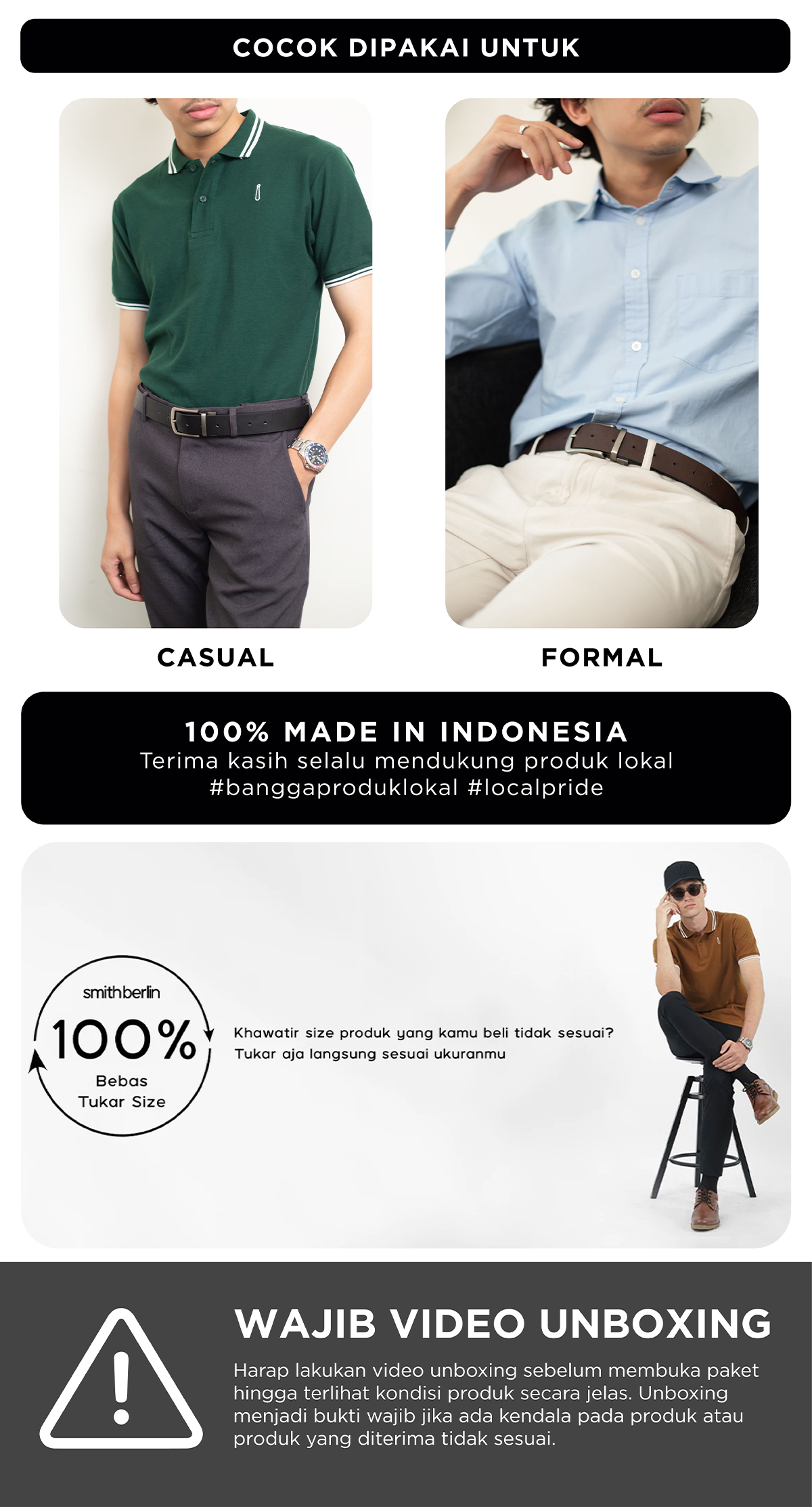 Jual Smith Berlin Ikat Pinggang Pria Reversible Bobby Belt Dua Sisi ...