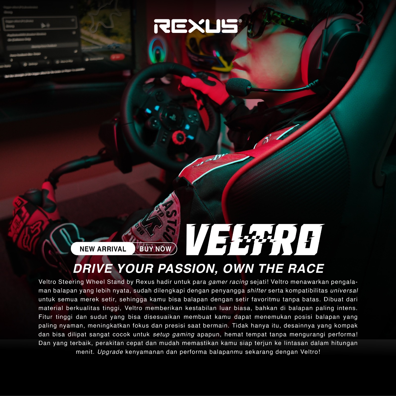 Jual Rexus Steering Wheel Stand VELTRO RSS-01 - Racing Simulator Stand ...