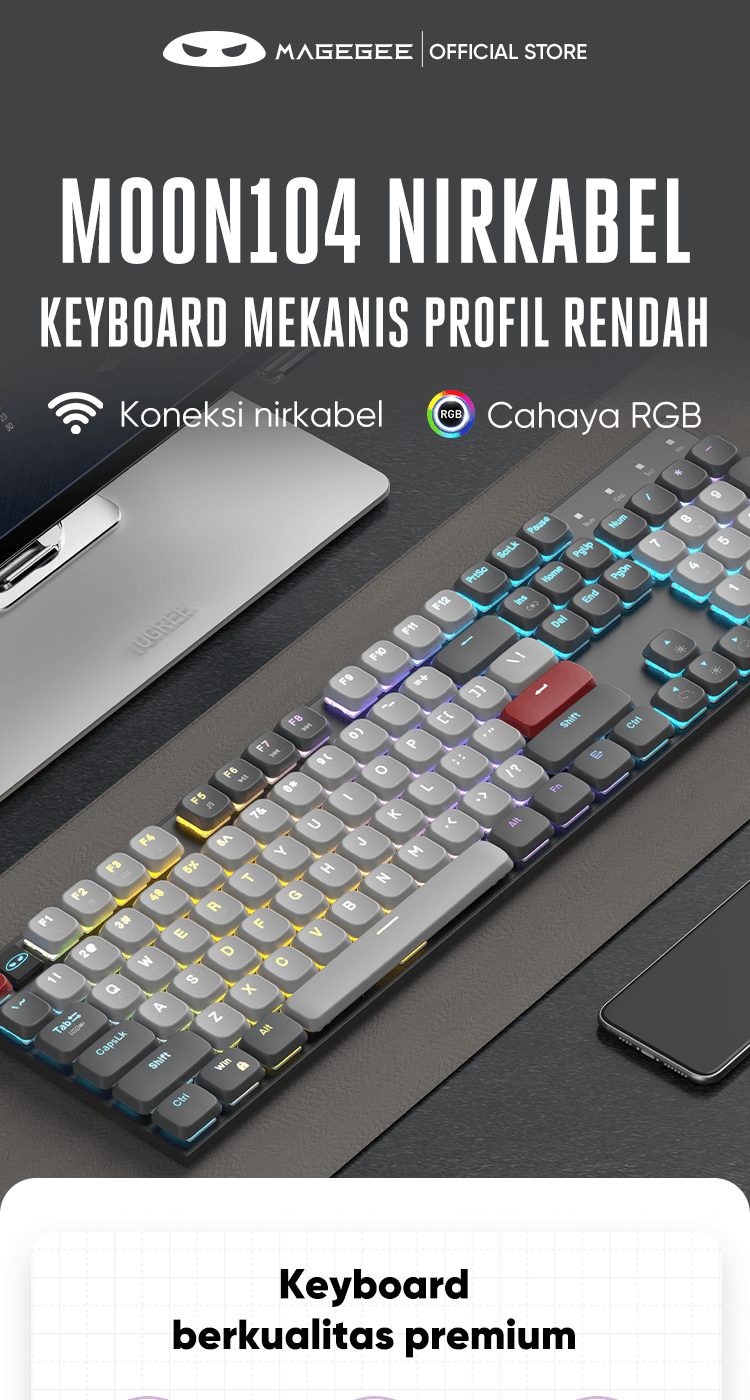 Jual MAGEGEE Mechanical Keyboard Gaming Wireless Bluetooth 2.4G Wired 3 ...