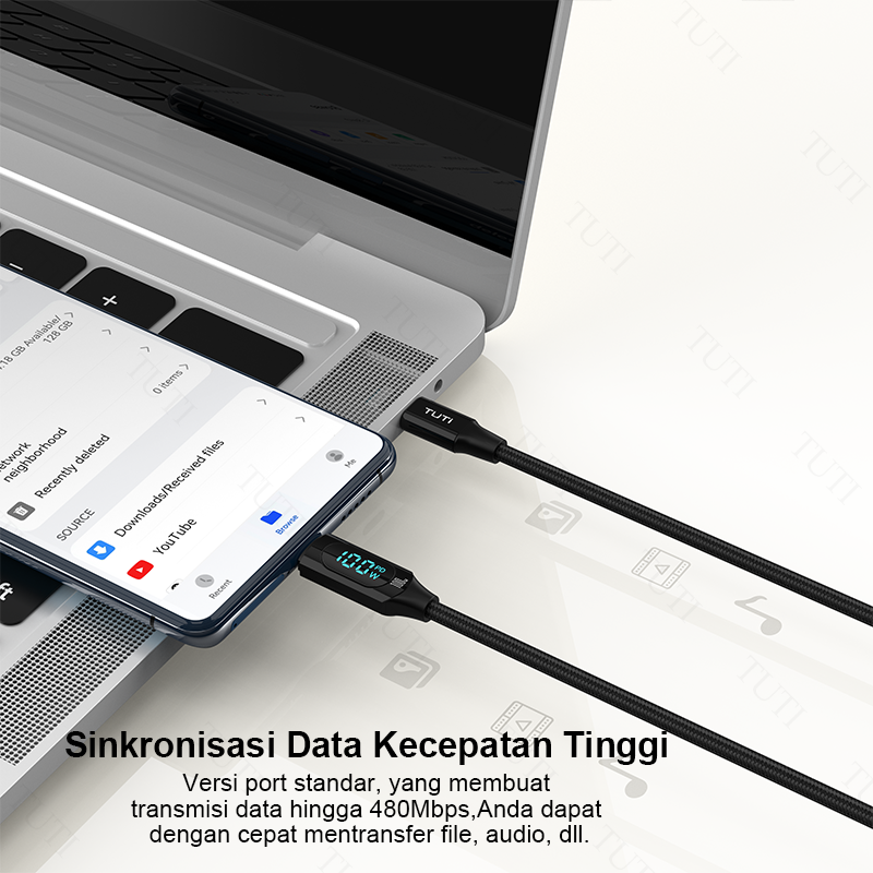 Jual Tuti Kabel Data 6.0A 11V Fast Charging Usb To Type C Digital Display Kabel Data 66W 2M ...
