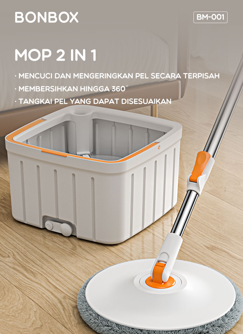 Jual 【VOUCHER 30K】 Bonbox Mop 2-in-1 Pel Lantai Bersih 360 Derajat Efisien Serat Pel Nano Tebal ...