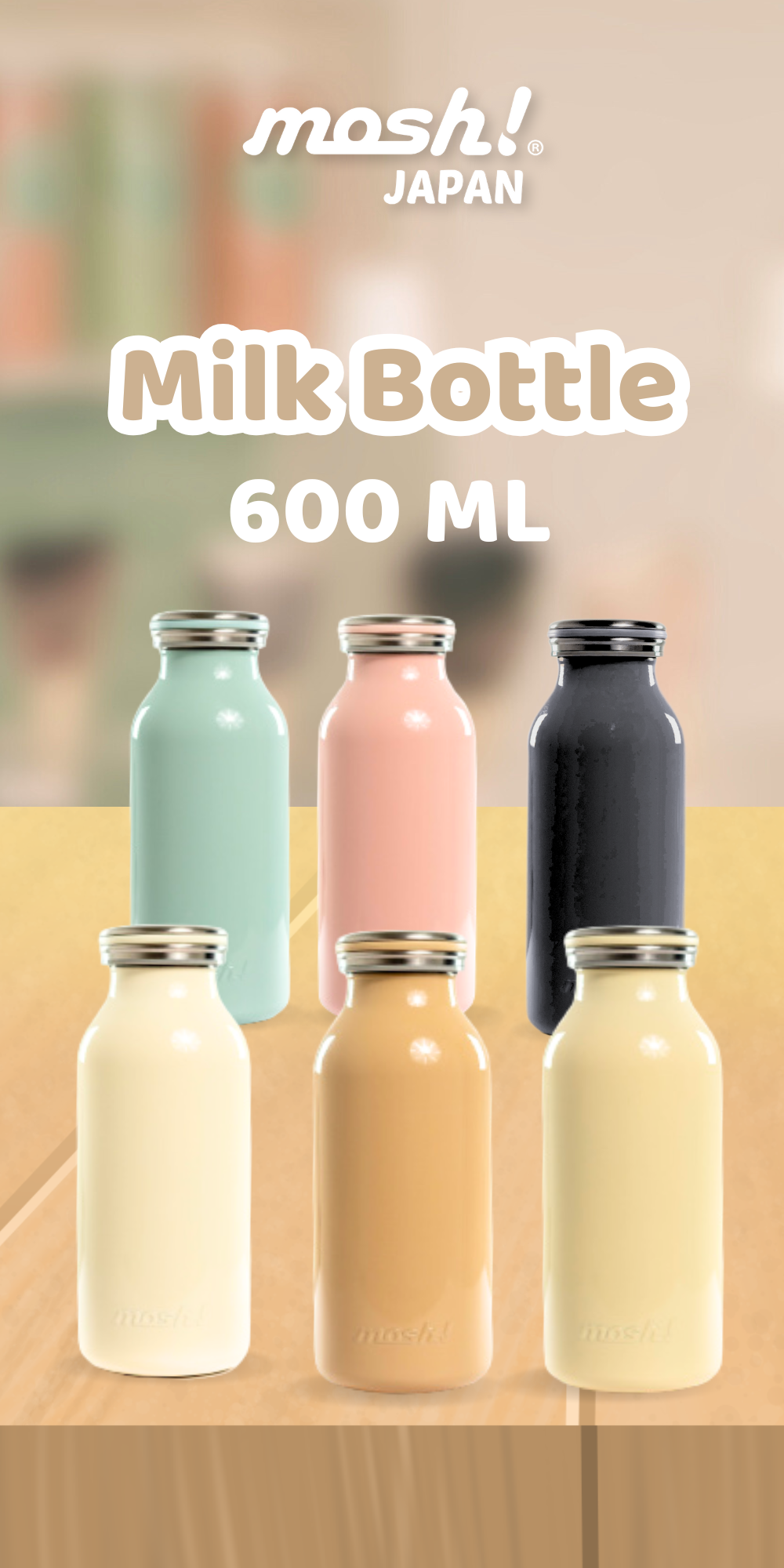 Jual Mosh Milk Bottle - Botol Minum Stainless Steel 600ml | Shopee Indonesia