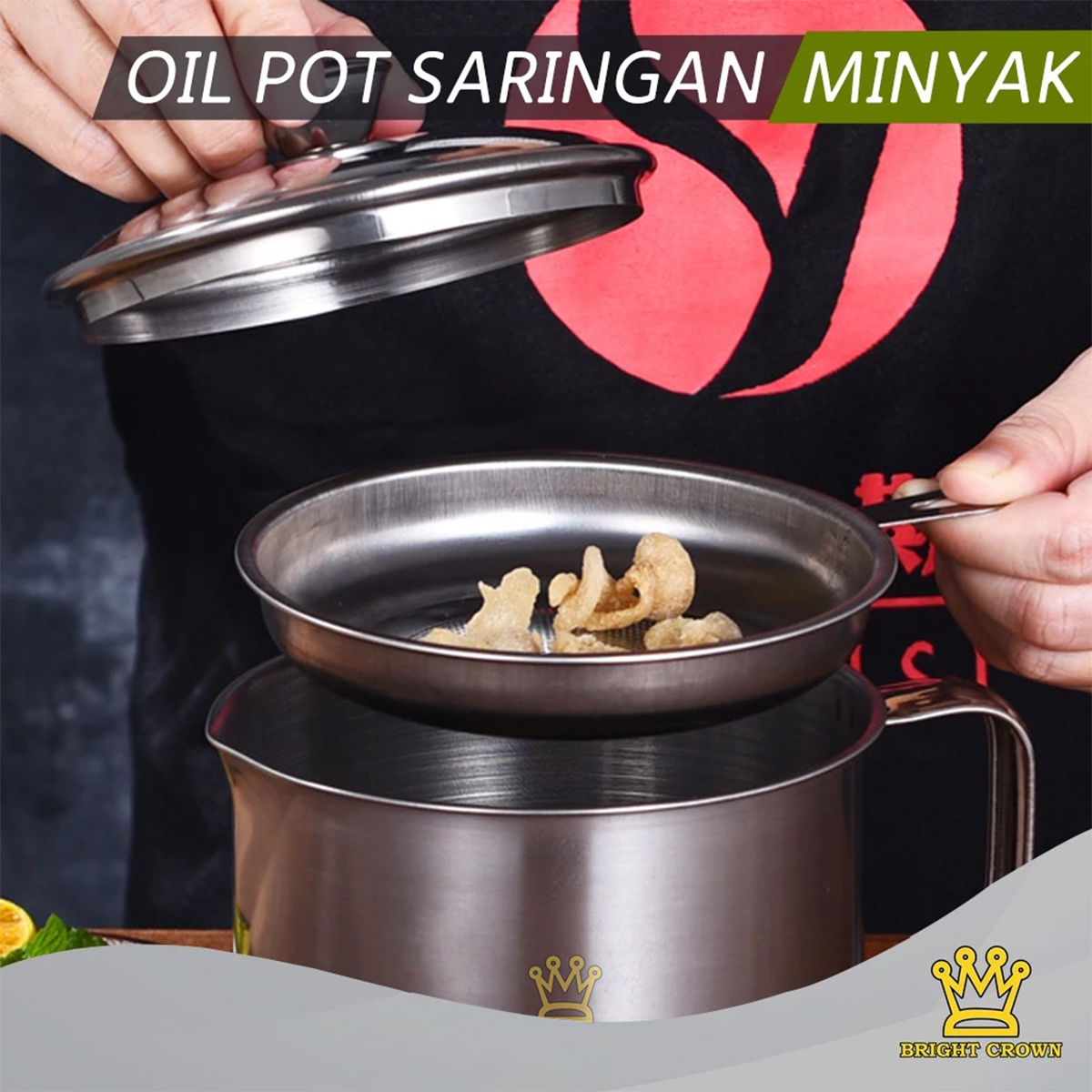 Jual BrightCrown 1,3Liter Tempat Saringan Oil Pot Minyak Bekas Gorengan ...
