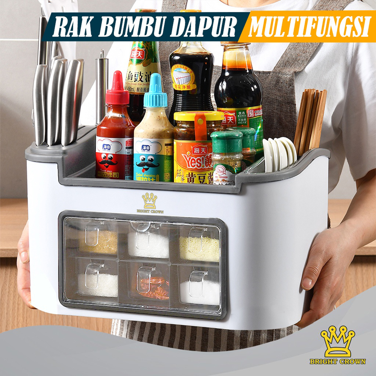 Jual Bright Crown Rak Bumbu Dapur All in 1 6Laci FREE 6Pcs Sendok Bumbu ...