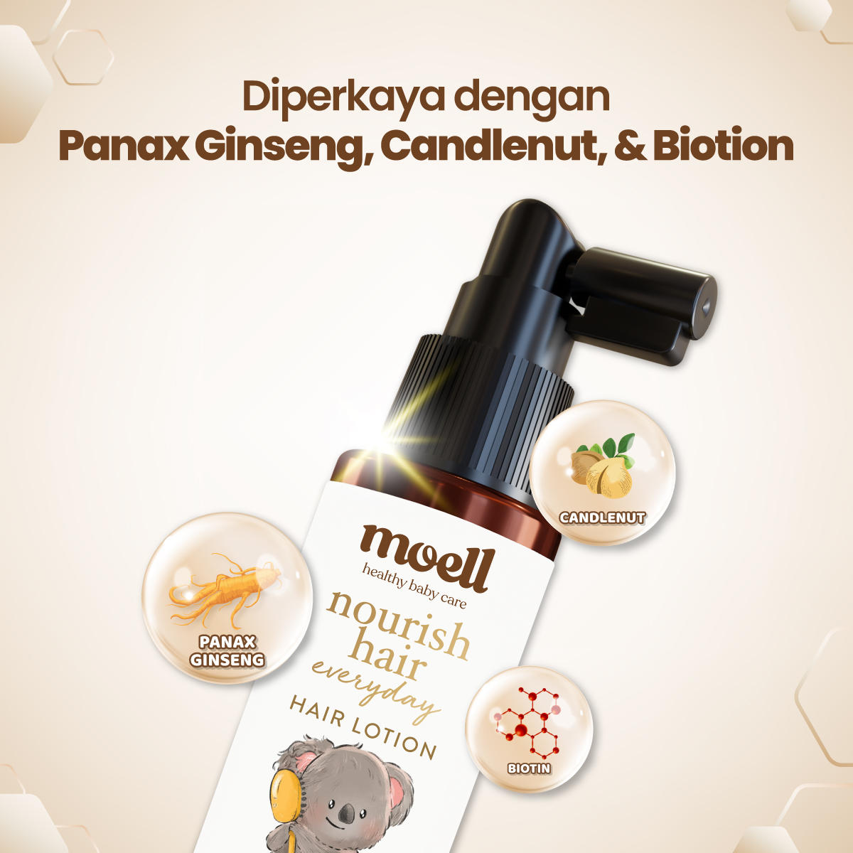 Jual Moell Hair Lotion 100ml Dengan Panax Ginseng, Kemiri, Biotin ...