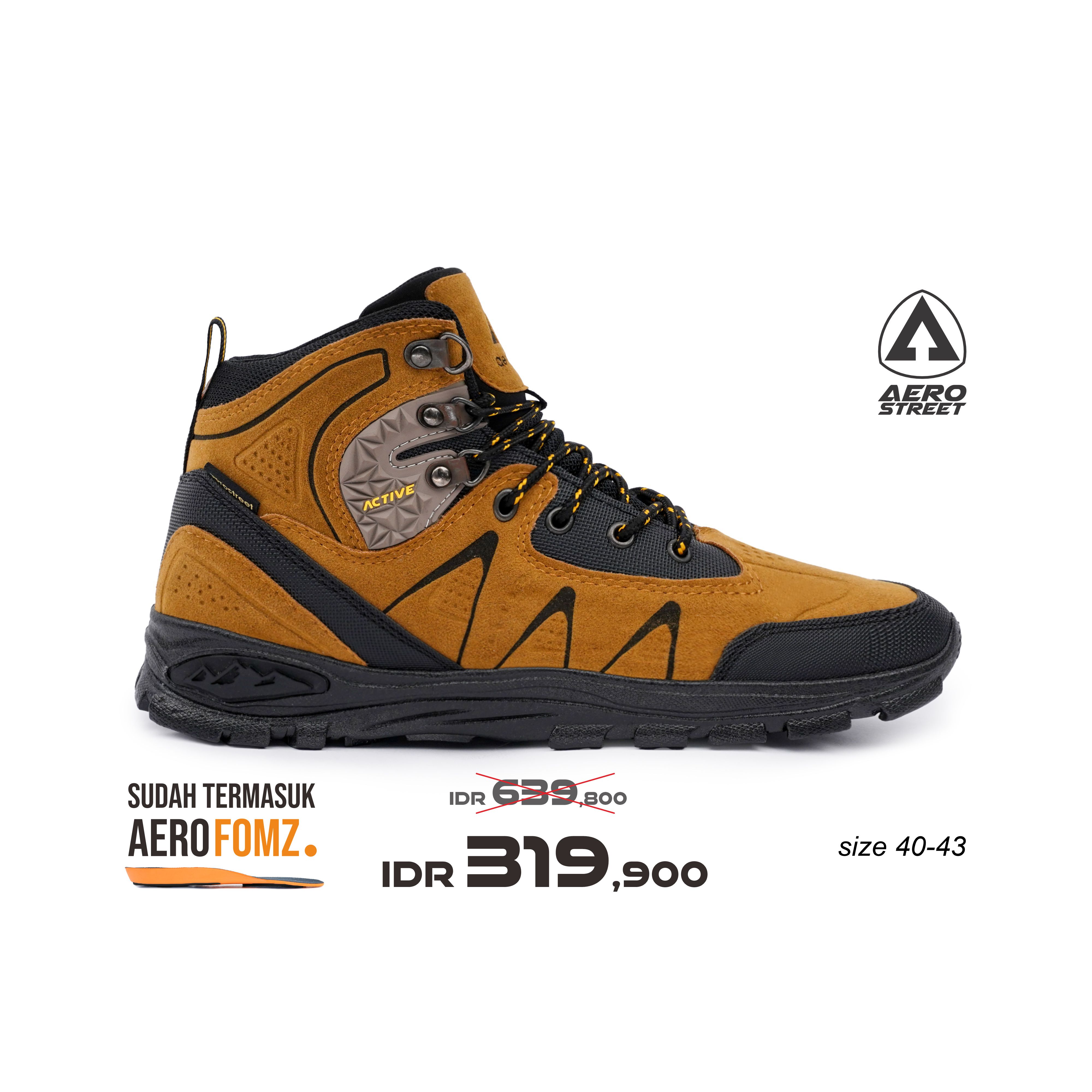 Jual Aerostreet 40-43 Active High Hitam Coklat Kuning -Sepatu Sneaker ...