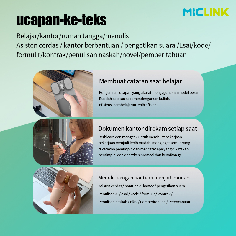 Jual MICLINK - M7 Mouse AI Silent Click / Wireless Bluetooth Mouse ...