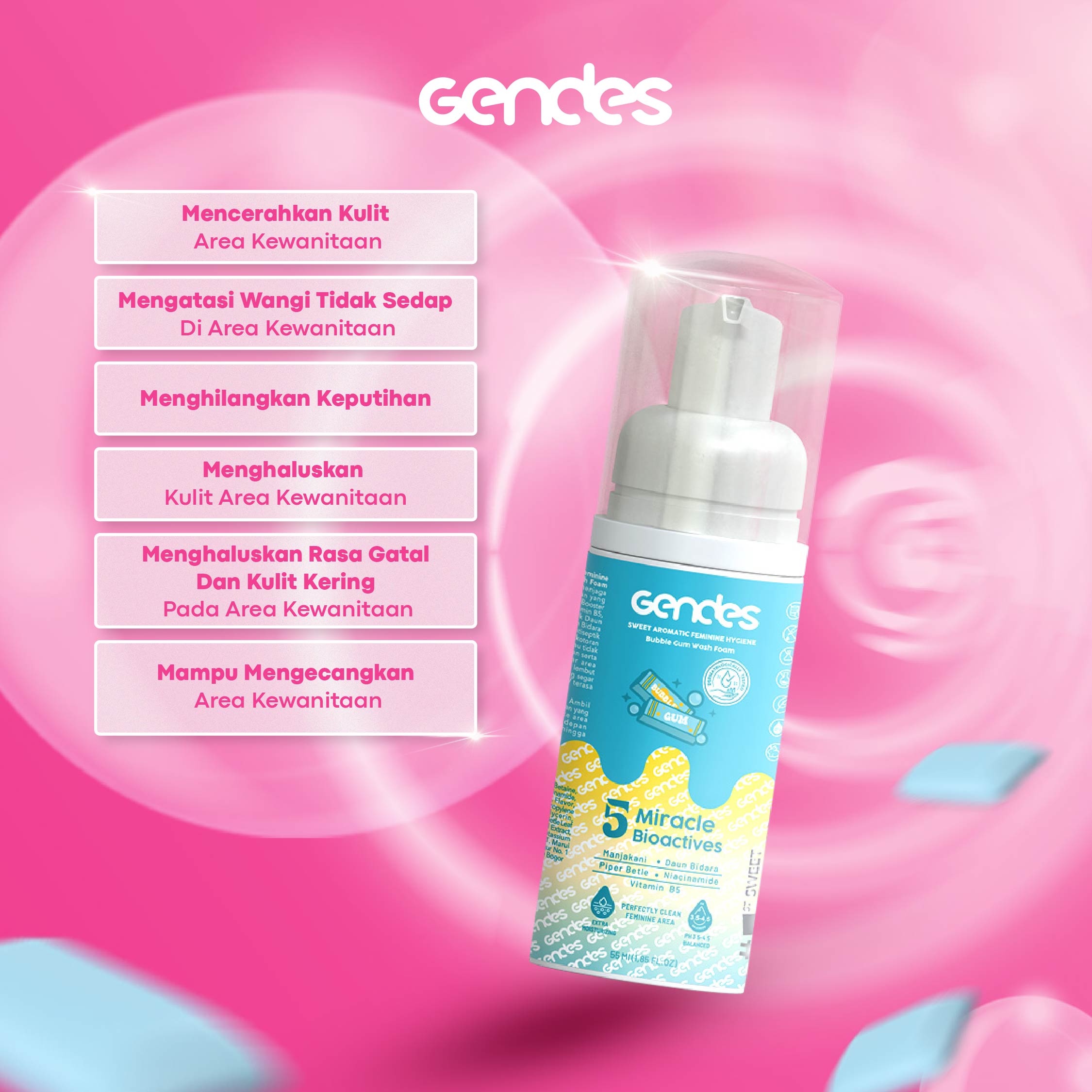 Jual { DISKON UP TO 70% KHUSUS LIVE } Gendes Paket Promo Bundling Feminine Wash Foam Bubble Gum ...