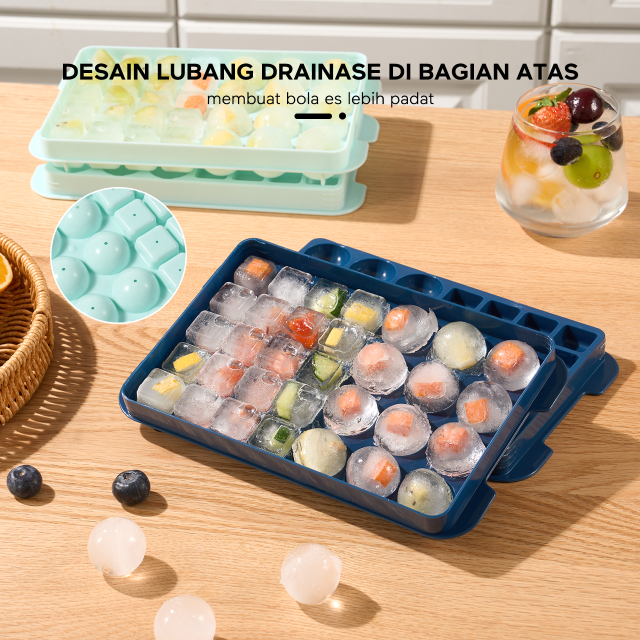 Jual ecentio Cetakan Es Batu kreatif 2-in-1 Ice Cube Tray Honeycomb ...