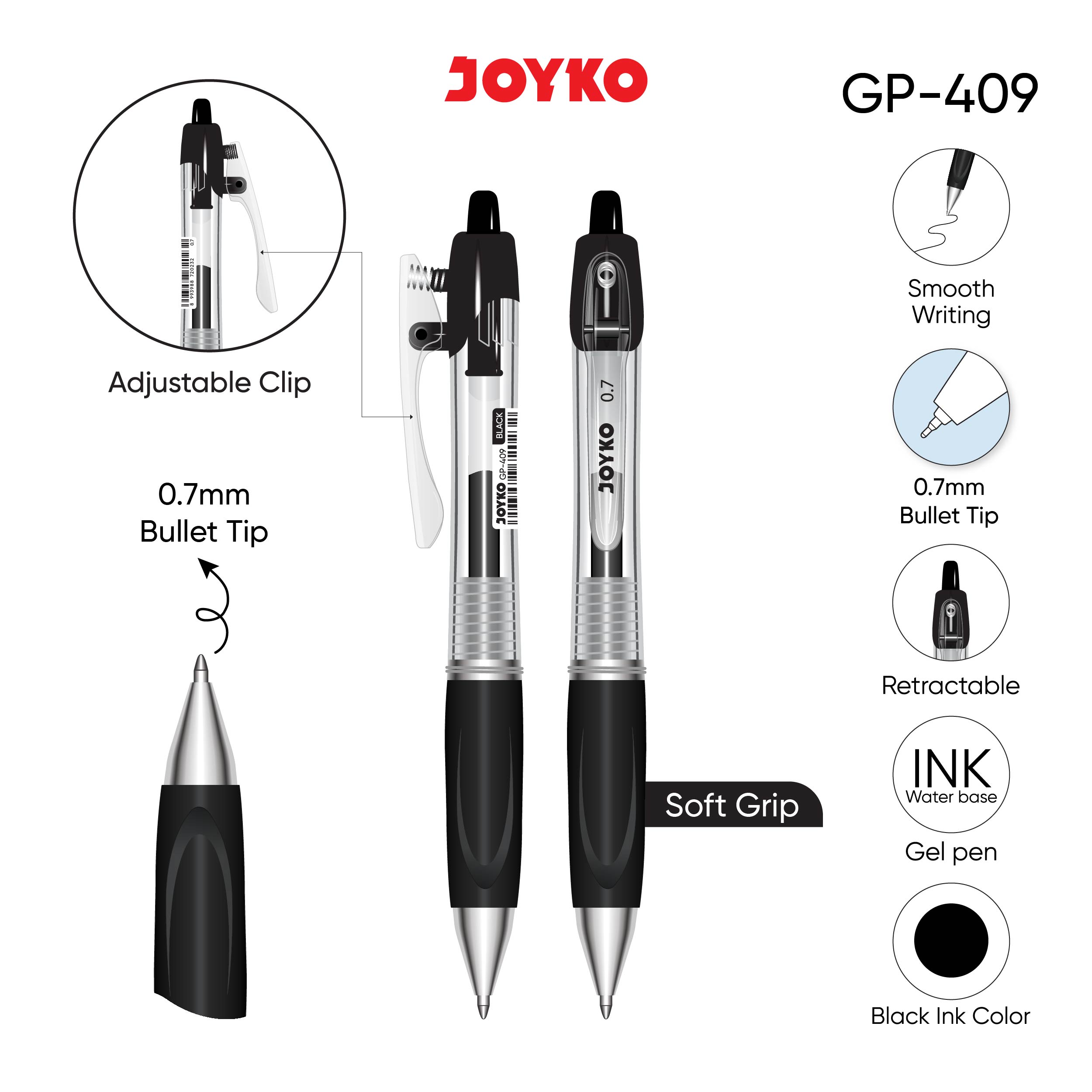 Jual Gel Pen Pulpen Pena Joyko GP-409 0.7 mm | Shopee Indonesia