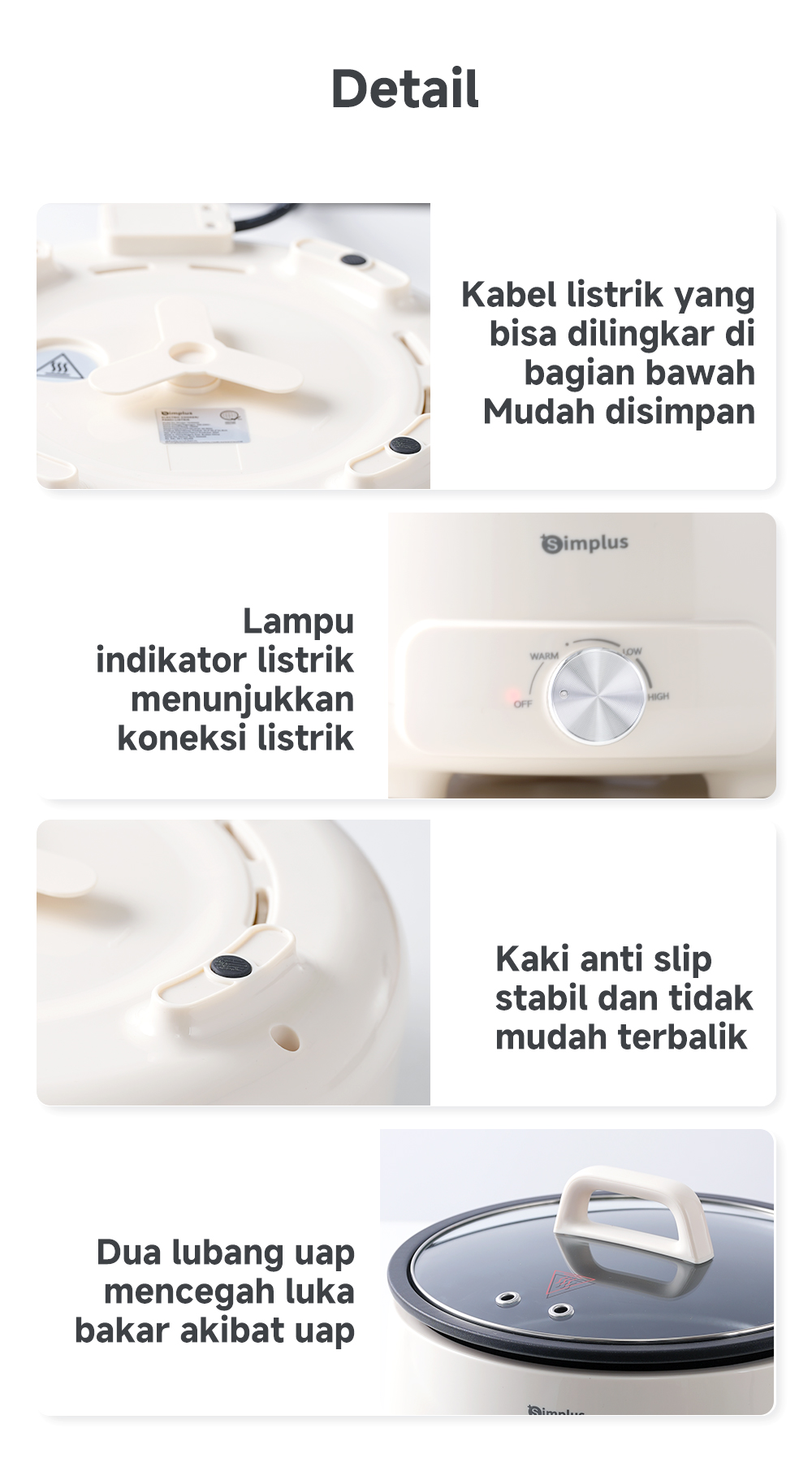 Jual Simplus Panci Listrik Multifungsi 4.2L Anti Lengket, untuk Memasak ...