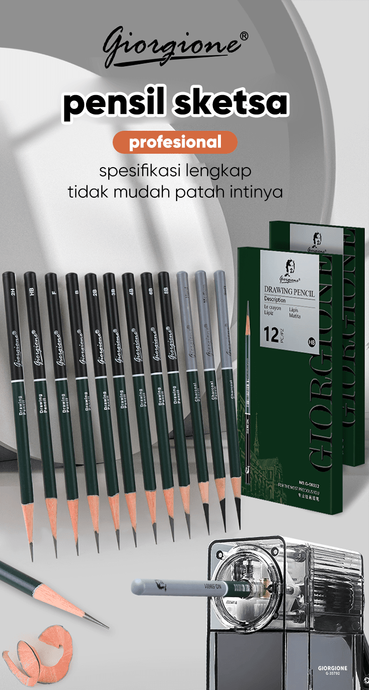 Jual Giorgione Pensil Sketsa Set 12pcs/set 2H/HB/2B/4B/8B G-08012 | Shopee Indonesia