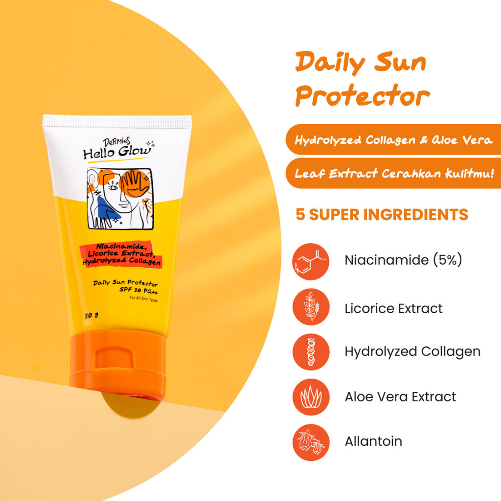 Jual DERMIES Hello Glow Daily Sun Protector 30gr - Sunscreen Pencerah ...