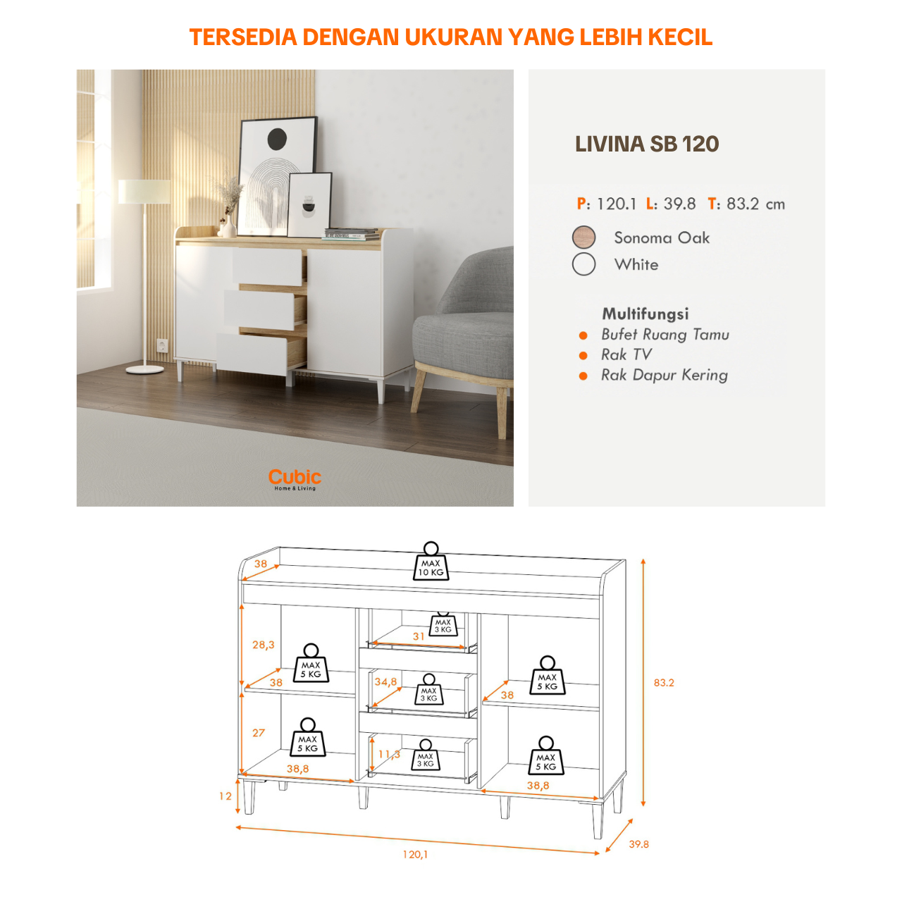 Jual Cubic Sideboard Minimalis / Bufet Serbaguna / Lemari Kabinet ...