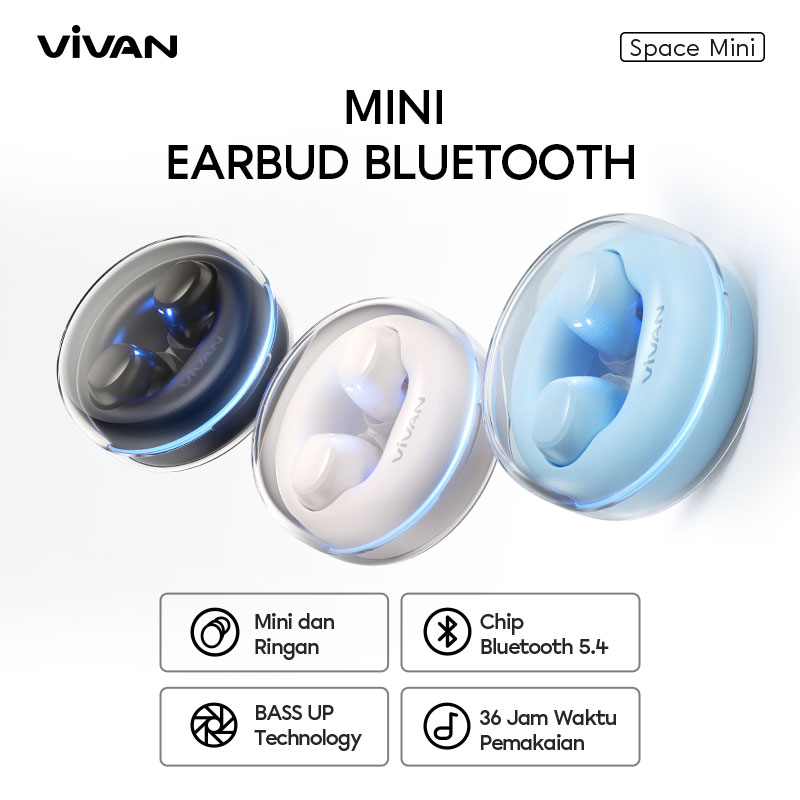 Jual VIVAN Space Mini TWS Bass Up Bluetooth 5.4 Low Latency 38MS Gaming TWS 36 Hours Playtime ...
