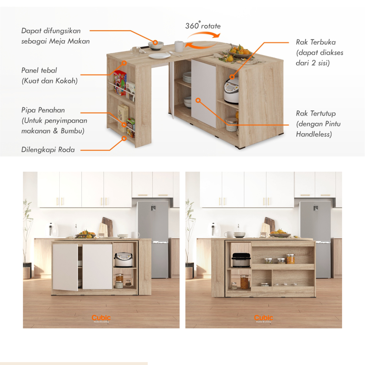 Jual Cubic Meja Dapur Minimalis / Kitchen Island / Meja Makan / ELENA ...