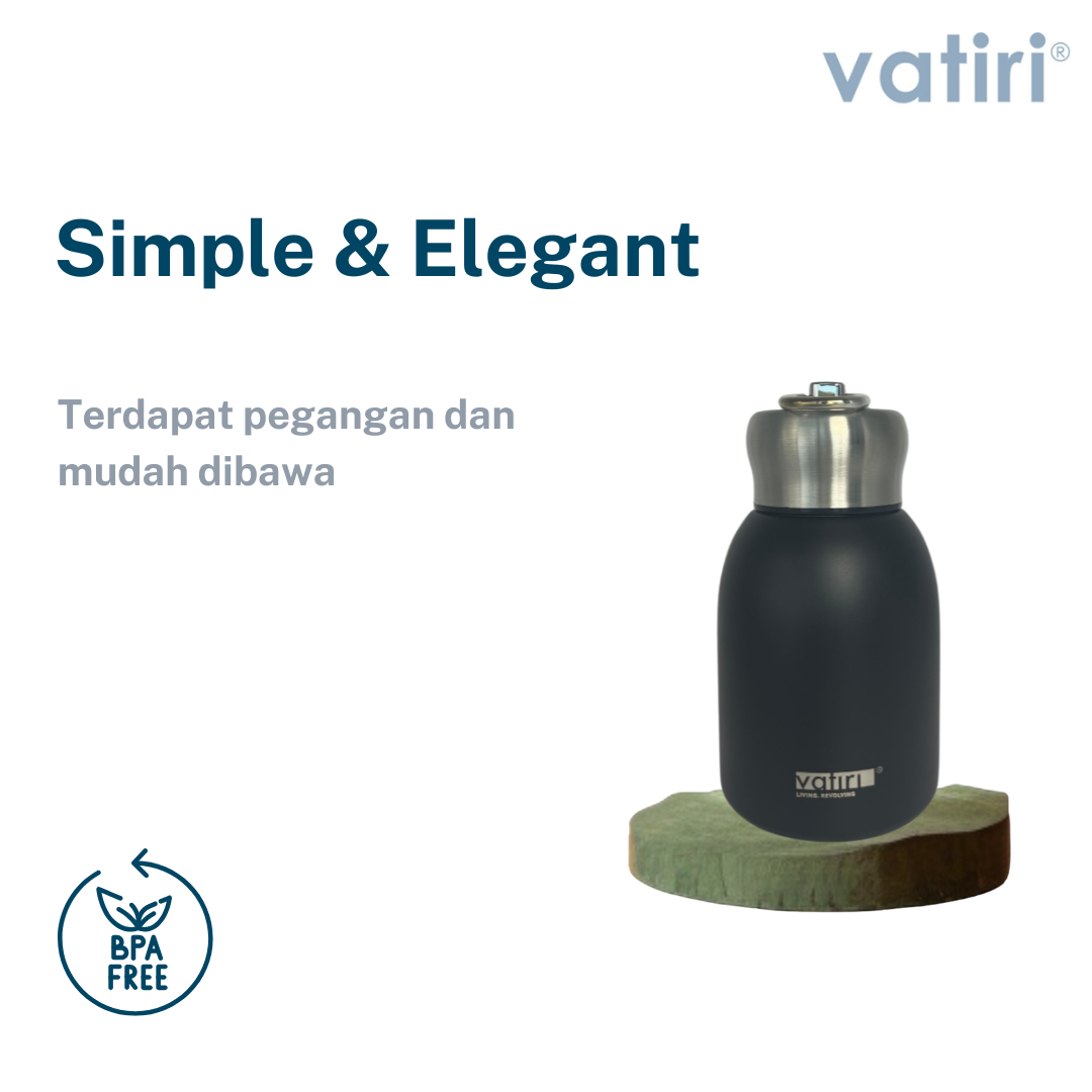 Jual Vatiri Tumbler Mini Botol Minum Stainless Steel (Hitam) 280 ML - Tumbler Portable Tahan ...