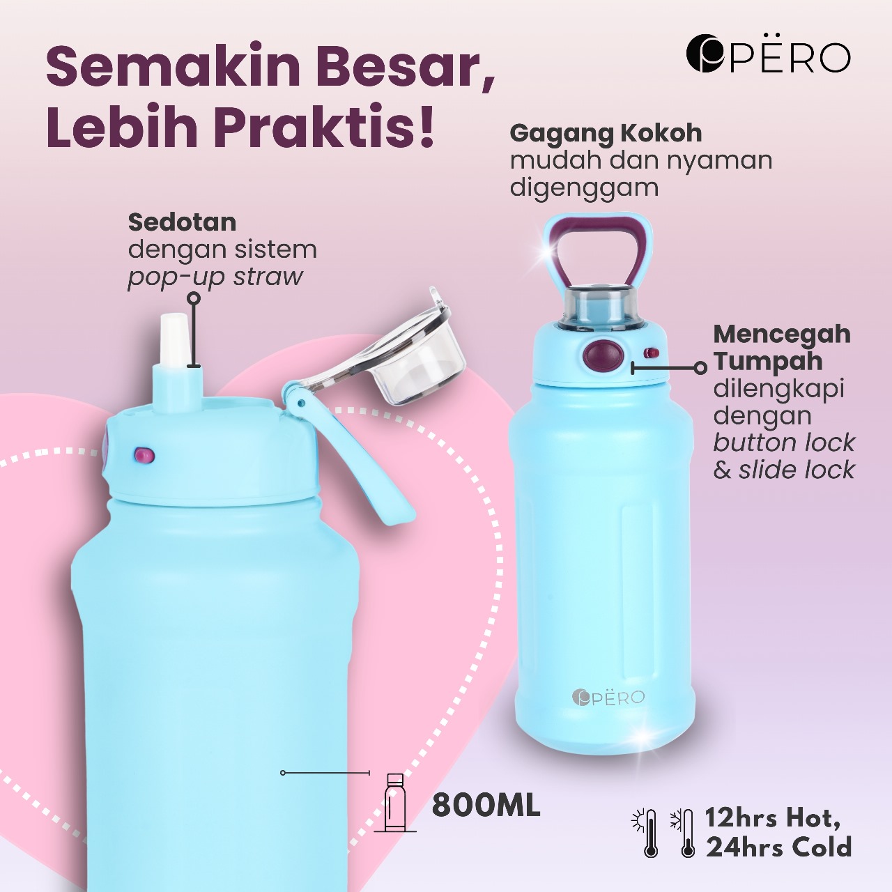 Jual [EXCLUSIVE LAUNCHING] Pero Moon Locking Permos Bottle 800ML ...