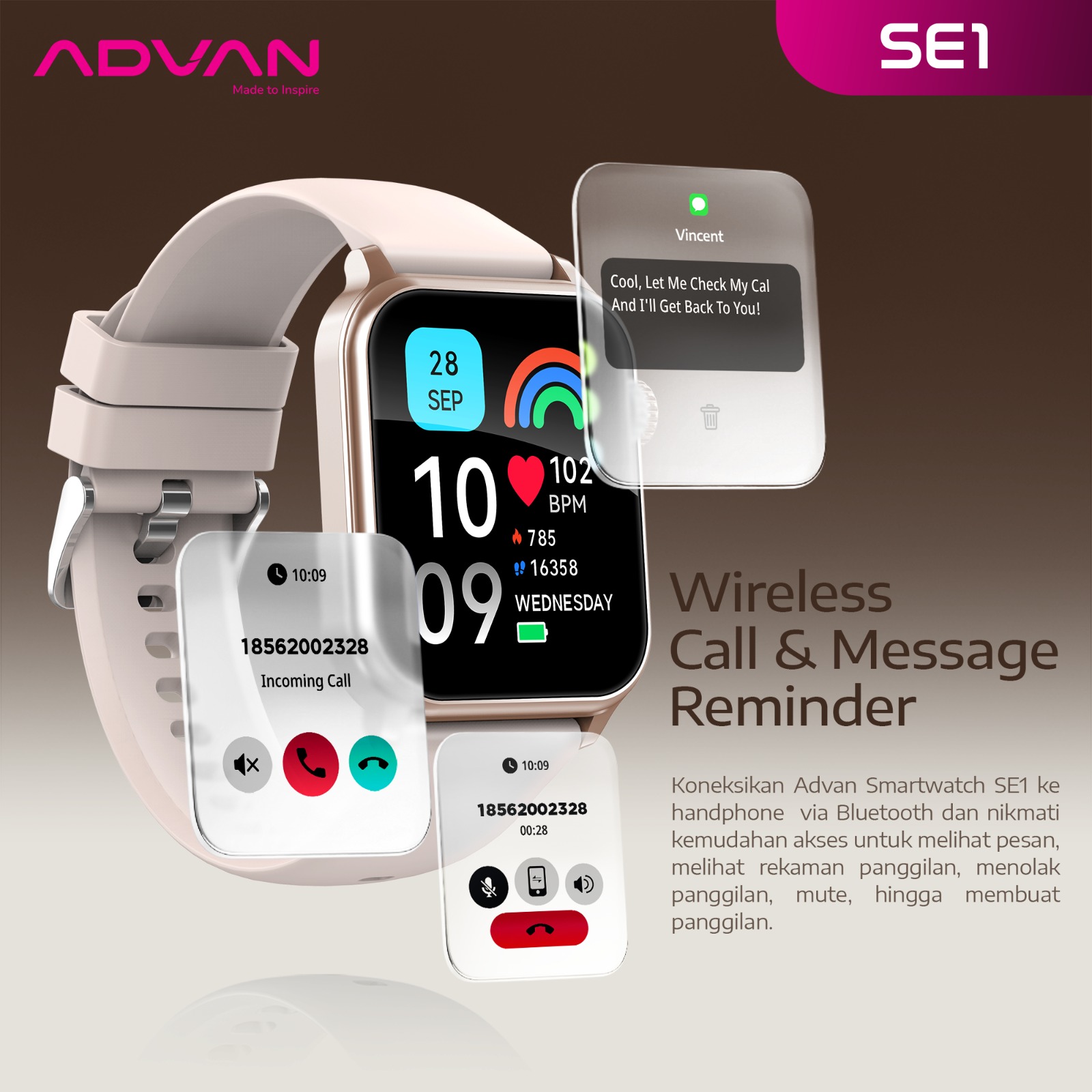 Jual [PROMO SPECIAL] ADVAN Smartwatch SE1 | IPS 1.83" | Bluetooth Calls | Bluetooth 5.2 | Ai ...