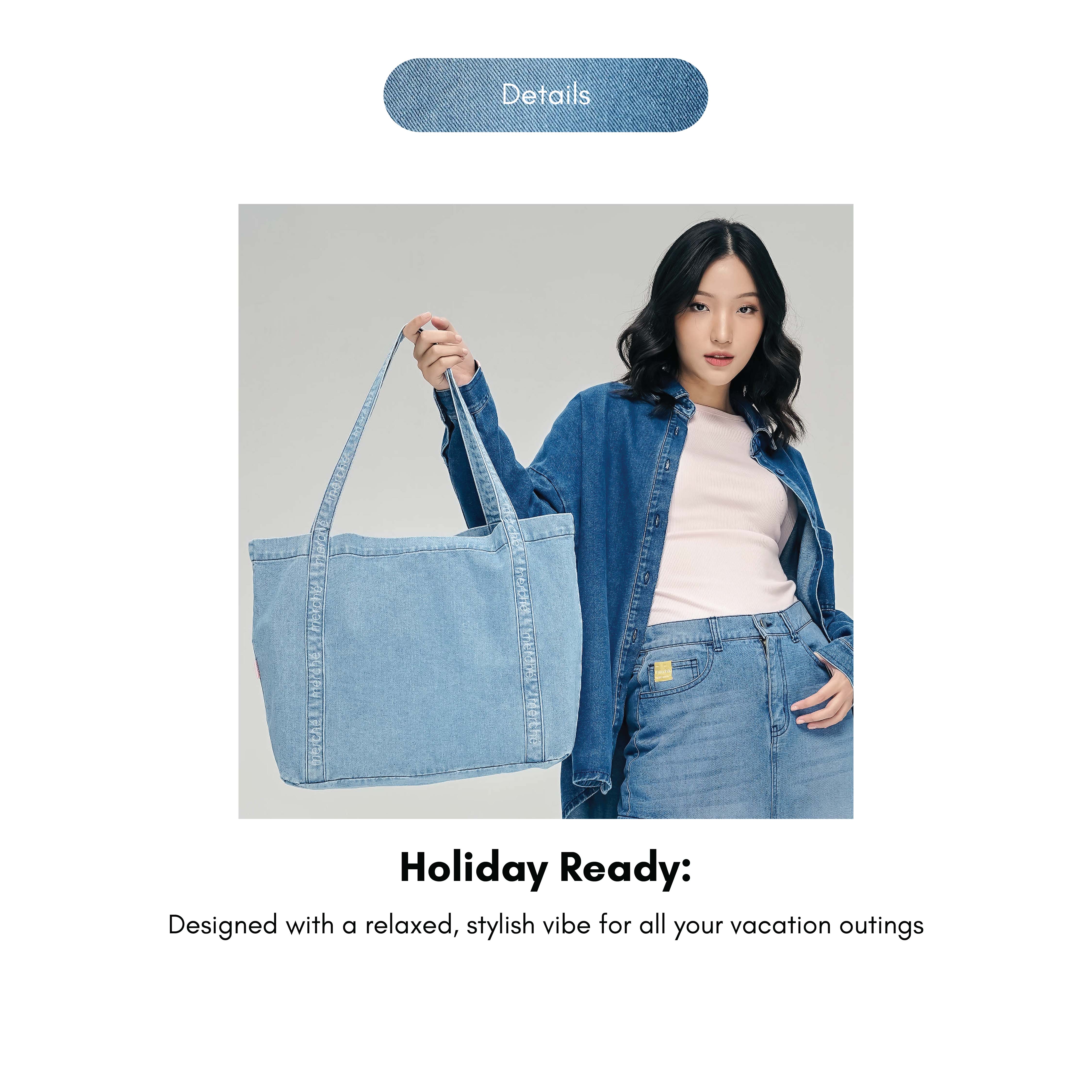 Jual Merche Tas Tote Bag Wanita Denim Aria | Shopee Indonesia
