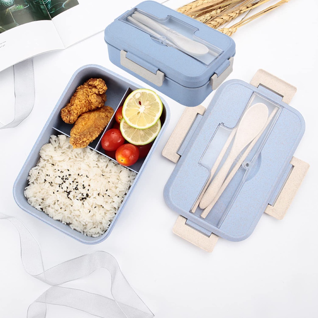 Jual Paus Biru - Lunch Box Set Kotak Bekal Makan Jerami Gandum Kotak Makan 1000ml 4-in-1 Free ...