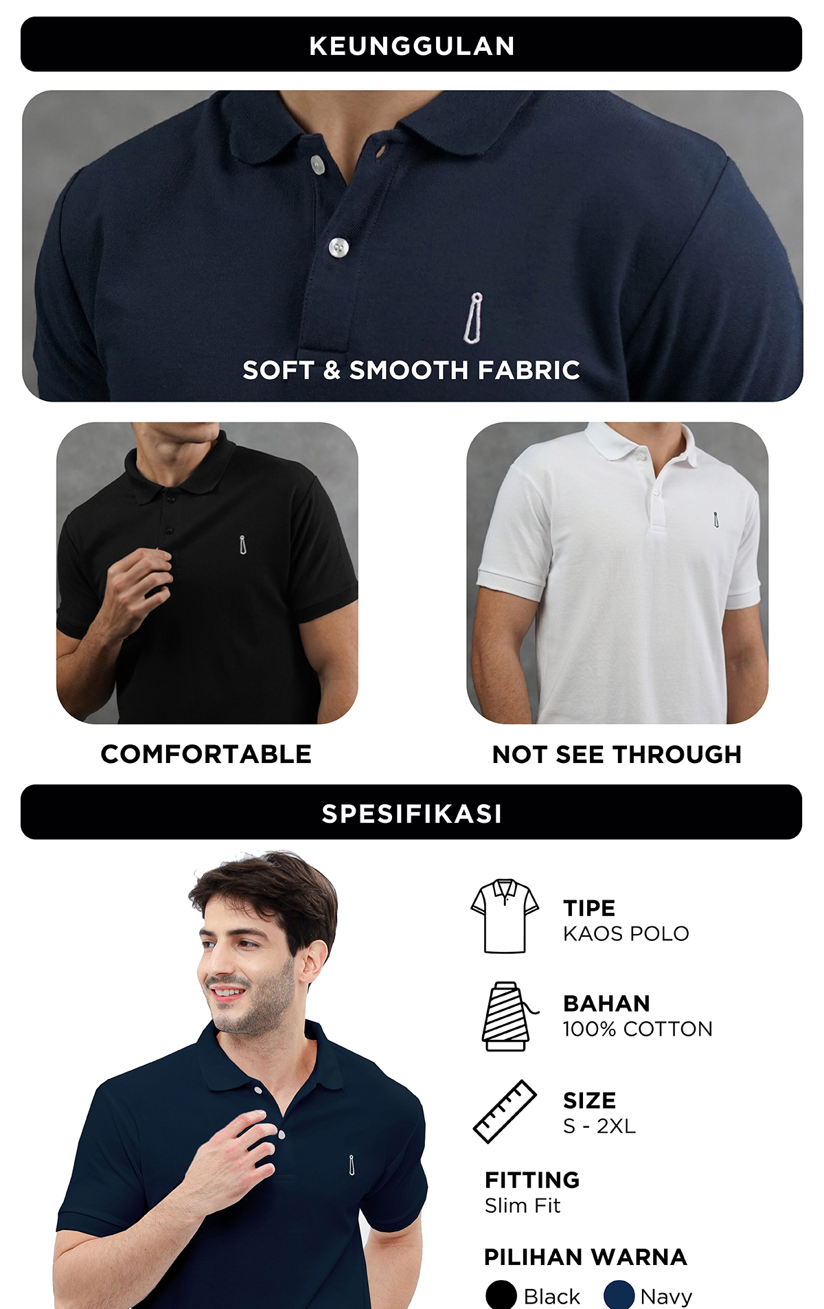 Jual Smith Berlin Kaos Polo Pria Lengan Pendek Pedro Slim Fit Katun ...