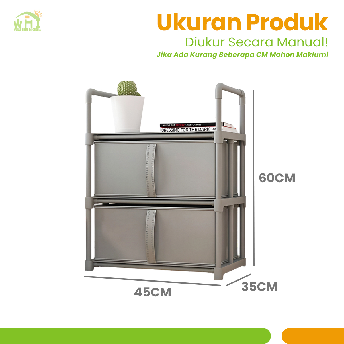 Jual World Home Rak Penyimpanan Storage Rack Laci 3 Susun 2 Laci Kain ...