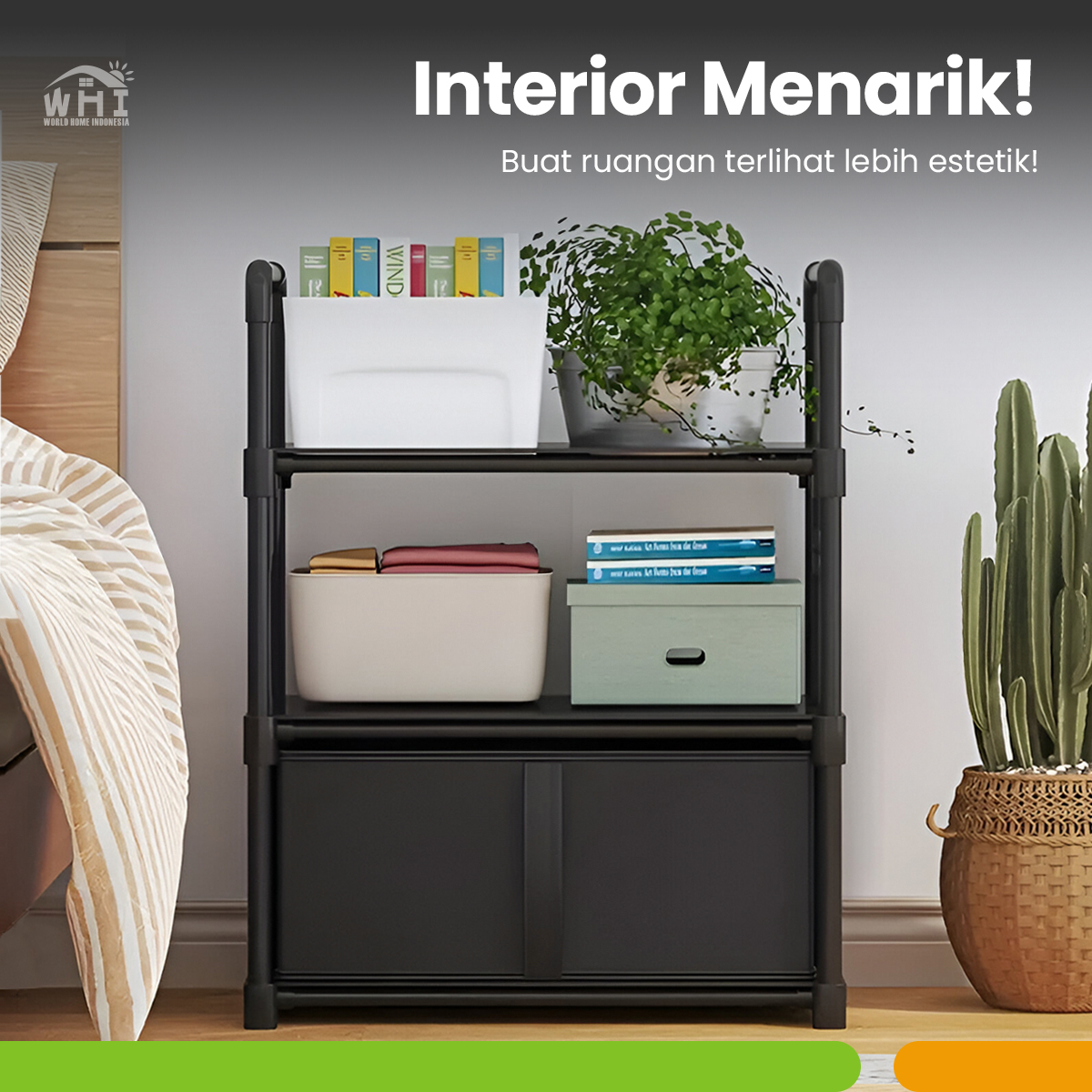 Jual World Home Rak Penyimpanan Storage Rack Laci 3 Susun 2 Laci Kain ...