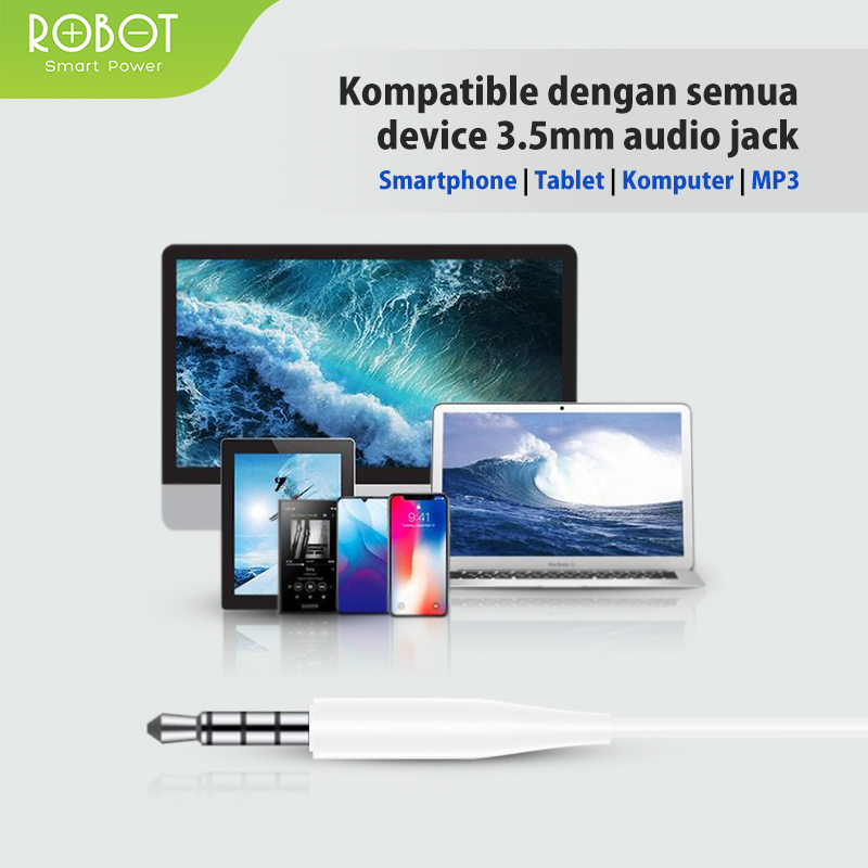 Jual ROBOT Wired Headset Earphone Bass Kabel Audio Jack Smartphone RE10 ...