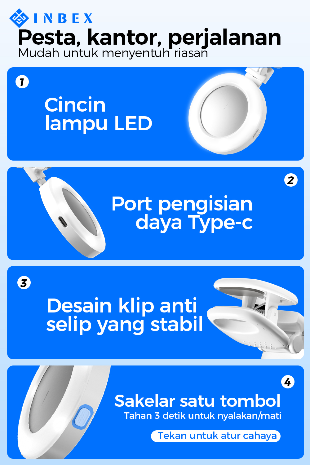 Jual INBEX PL2 Lighting Konten Ring lighti Mini Mirror Capit Konten ...