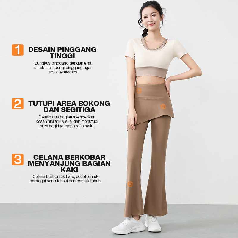 Jual RAGA Legging Yoga Celana Cutbray Basic Wide Leg Celana Olahraga Wanita Zumba Senam Aerobik ...