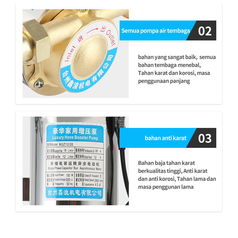 Jual Lenodi Pompa Booster Tekanan Air 300w Mesin Pompa Air Otomatis/100w Pompa Booster Baja ...