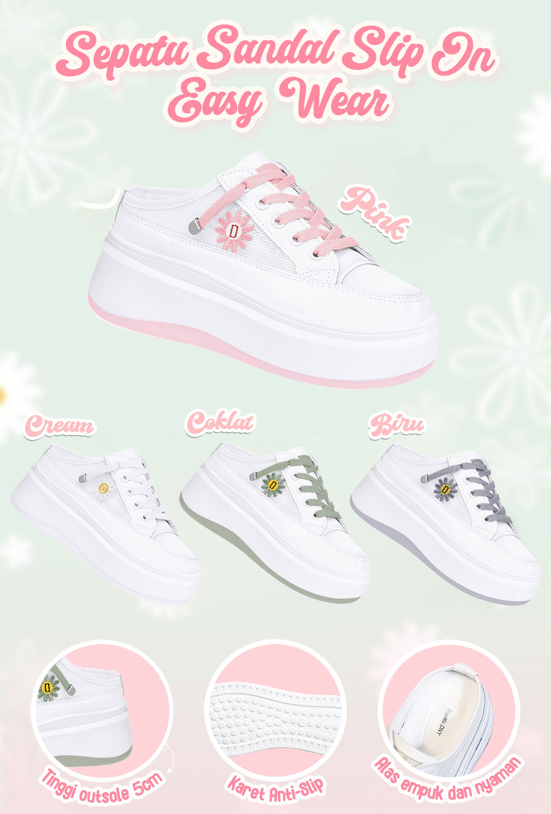 Jual Sepatu DNY Sepatu Sandal Wanita Selop Wedges Sendal Slop Cewek 5 ...