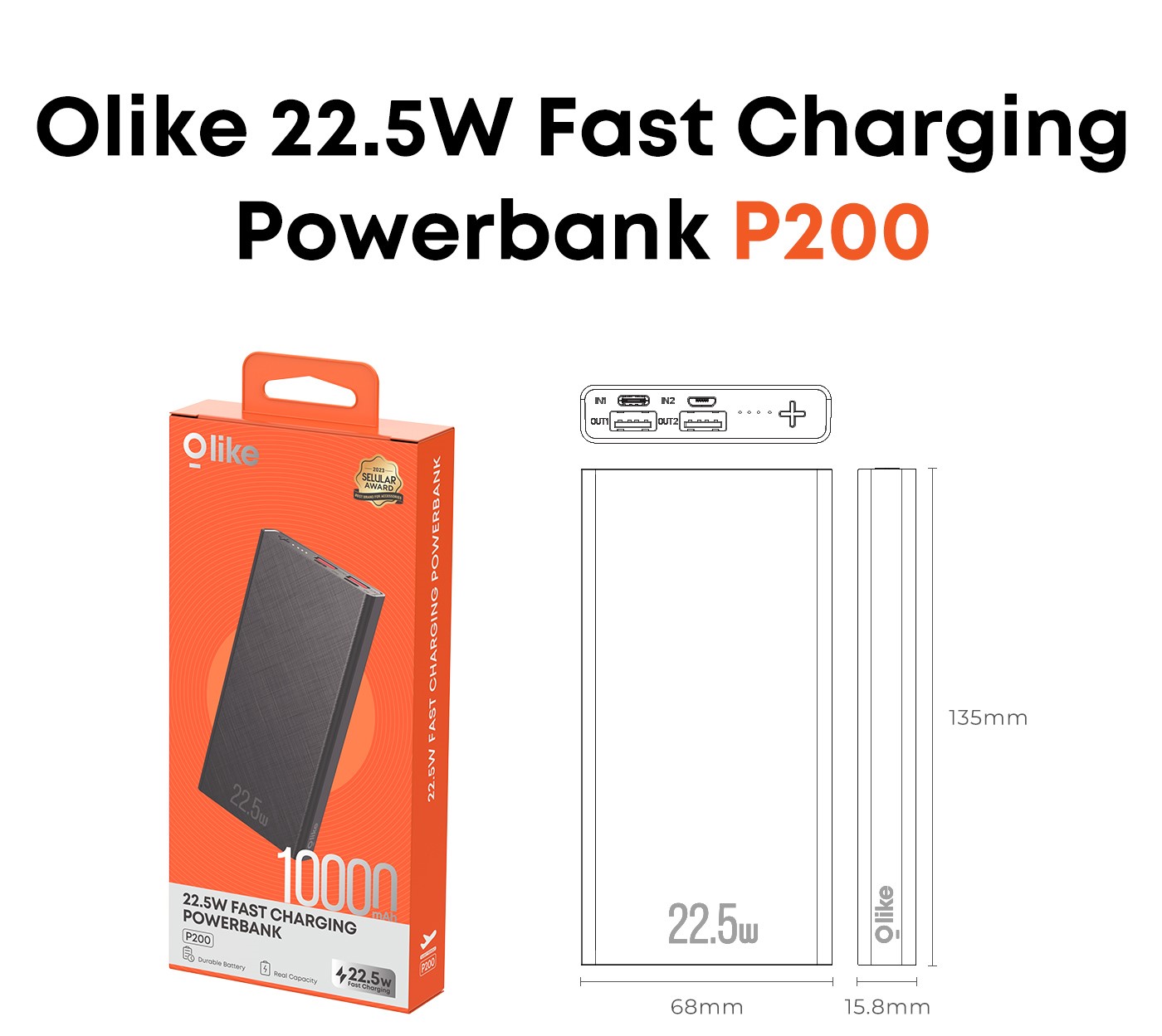 Jual Olike Powerbank P200 Fast Charging 22.5W 10000mAh Type-C USB ...