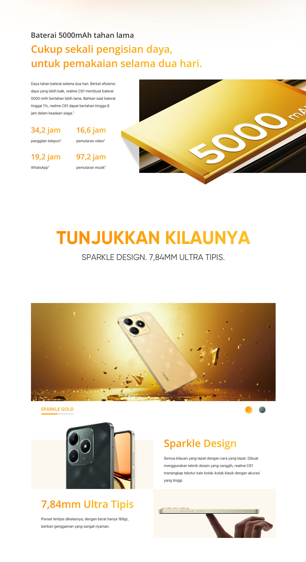 Jual realme Official Authentic C61 HP Baterai 5000mAh Tahan Lama IP54 ...